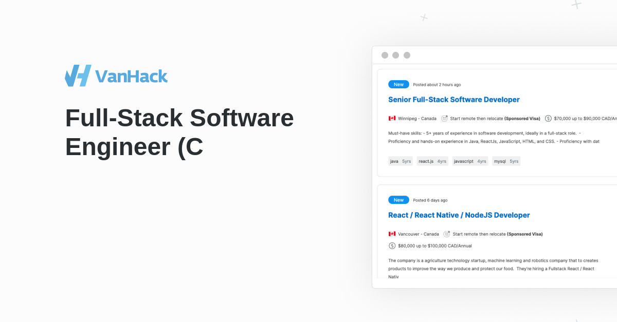 Full-Stack Software Engineer (C#) - VanHack